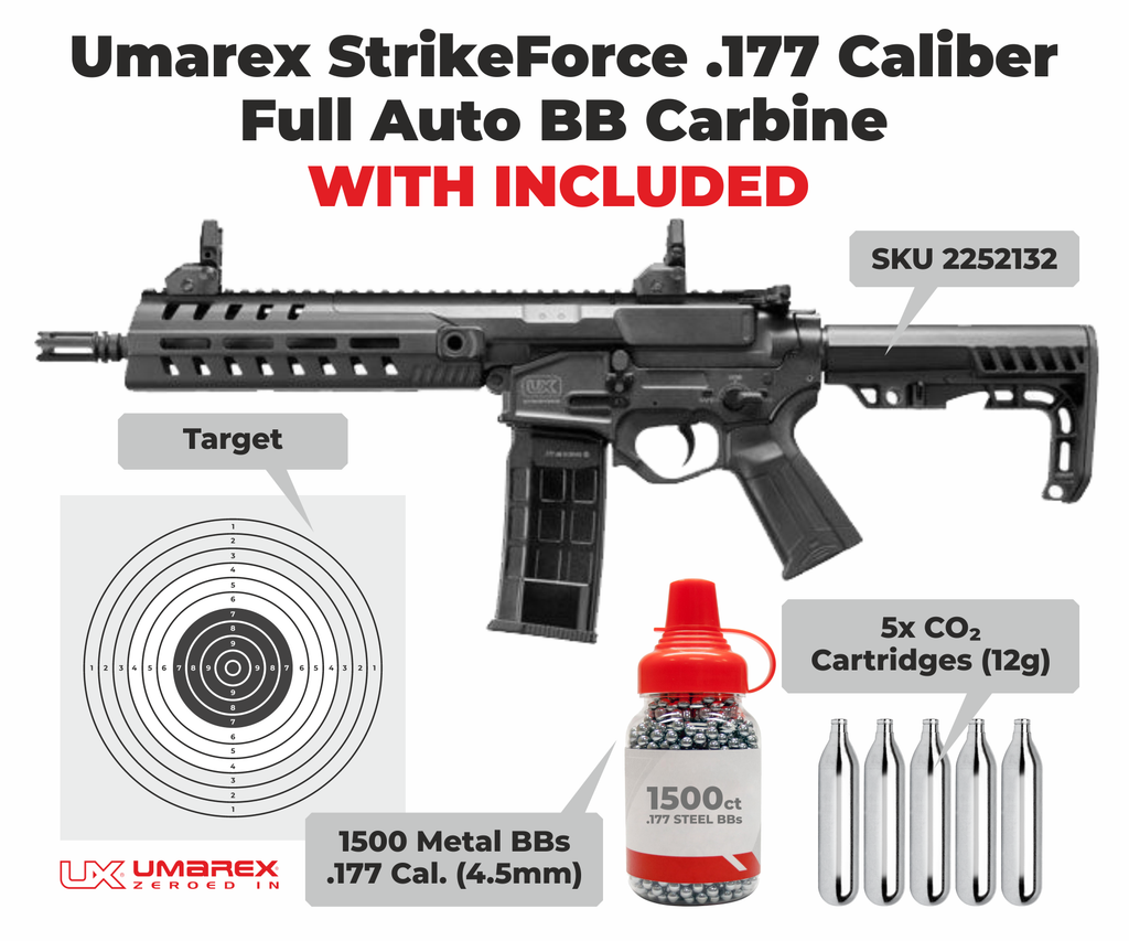 Umarex StrikeForce Full Auto CO2 .177 Cal Air Rifle w/ CO2 Tanks & BBs ...