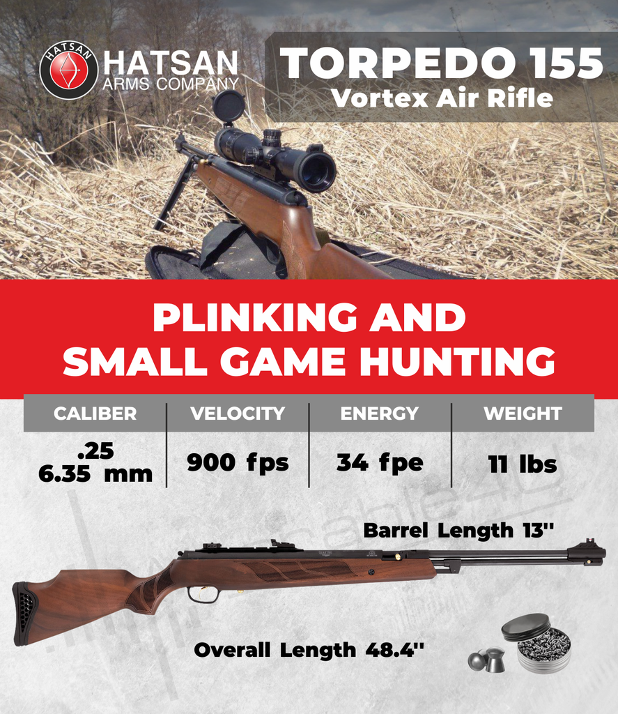 Hatsan Torpedo 155 Vortex Gas Piston Air Rifle Turkish Walnut – Sports ...