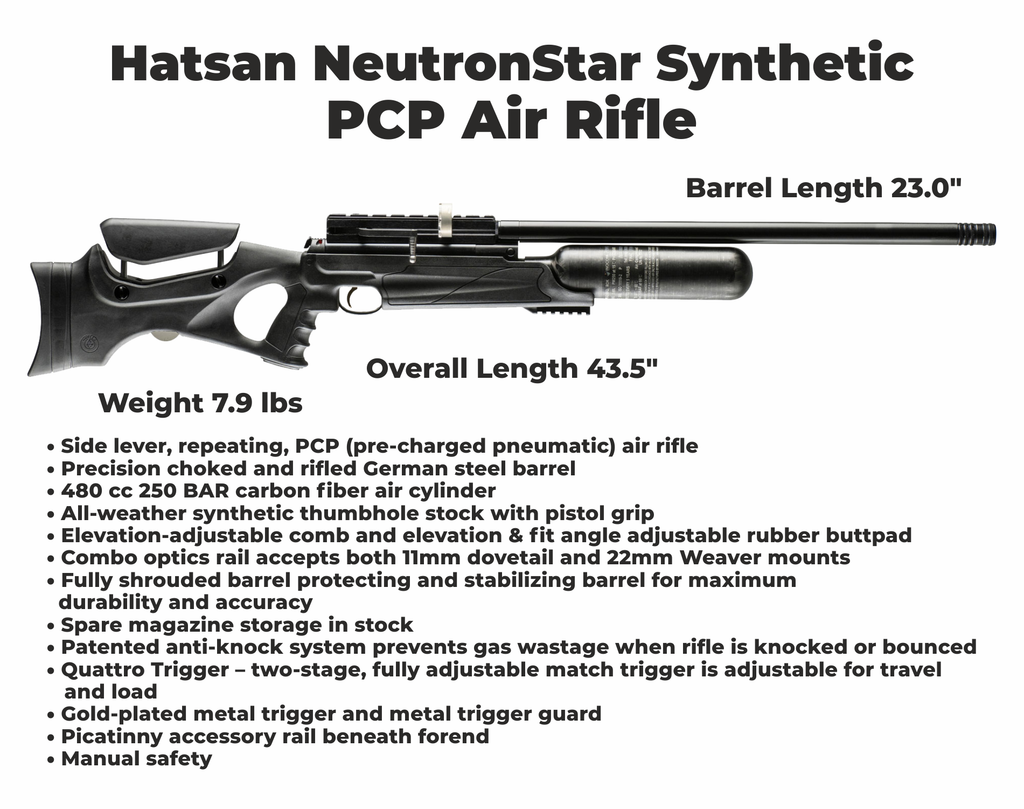 Hatsan NeutronStar Synthetic .177 Cal or .22 Cal or .25 Cal QE PCP Sid ...