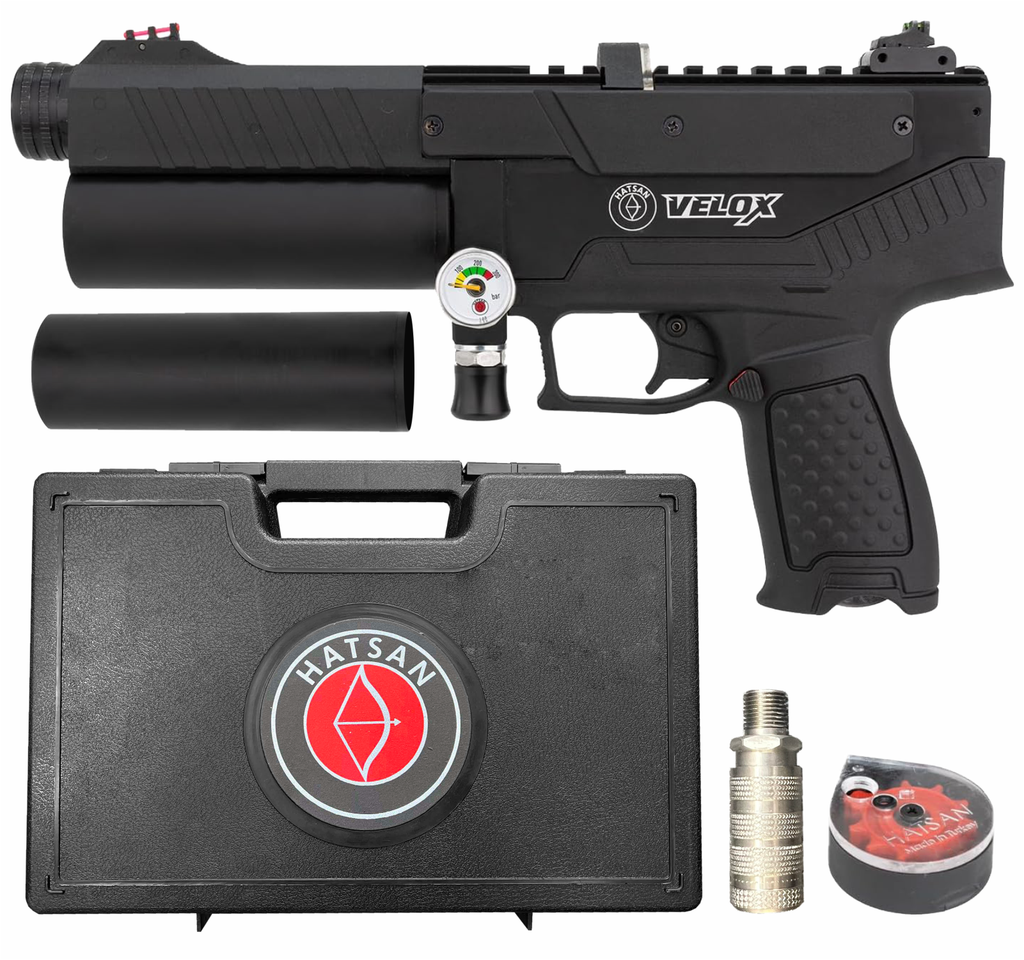 Hatsan Velox PCP Air Pistol .22 or .25 Cal Semi-Auto Pellet Gun, up to ...