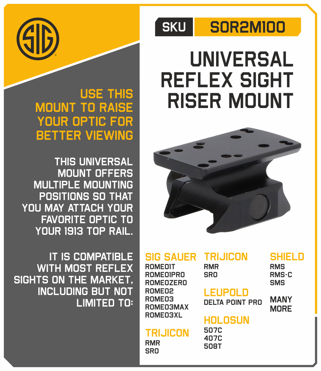 Sig Sauer Universal Reflex Sight Rider Mount – Sports and Gadgets
