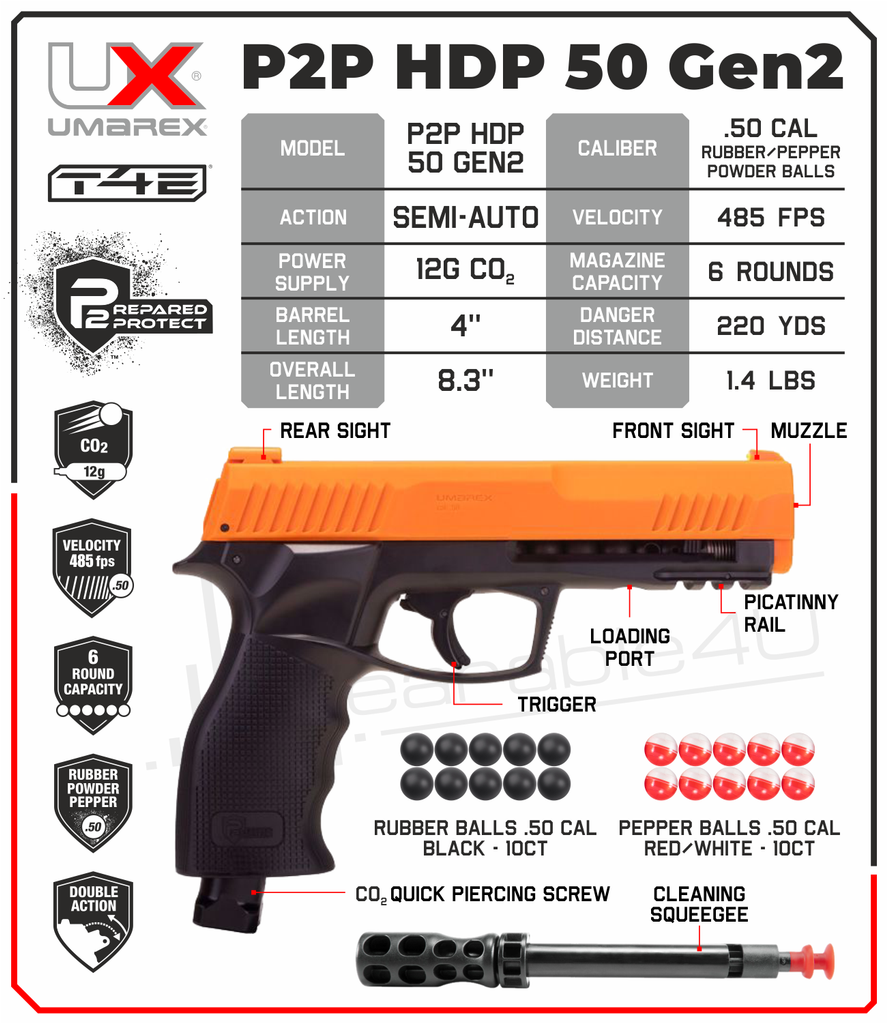 Umarex P2P HDP .50 Cal Gen 2 CO2 Paintball Pistol (2292325) – Sports ...