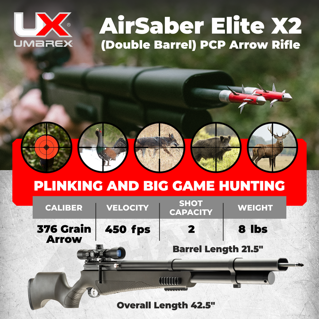 Umarex AirSaber Elite X2 (Double Barrel) PCP Arrow Gun Air Rifle (2252 ...