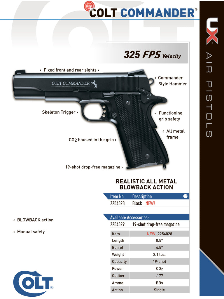 Umarex Colt Commander CO2 Blowback .177 Cal Air Pistol (2254028) with ...