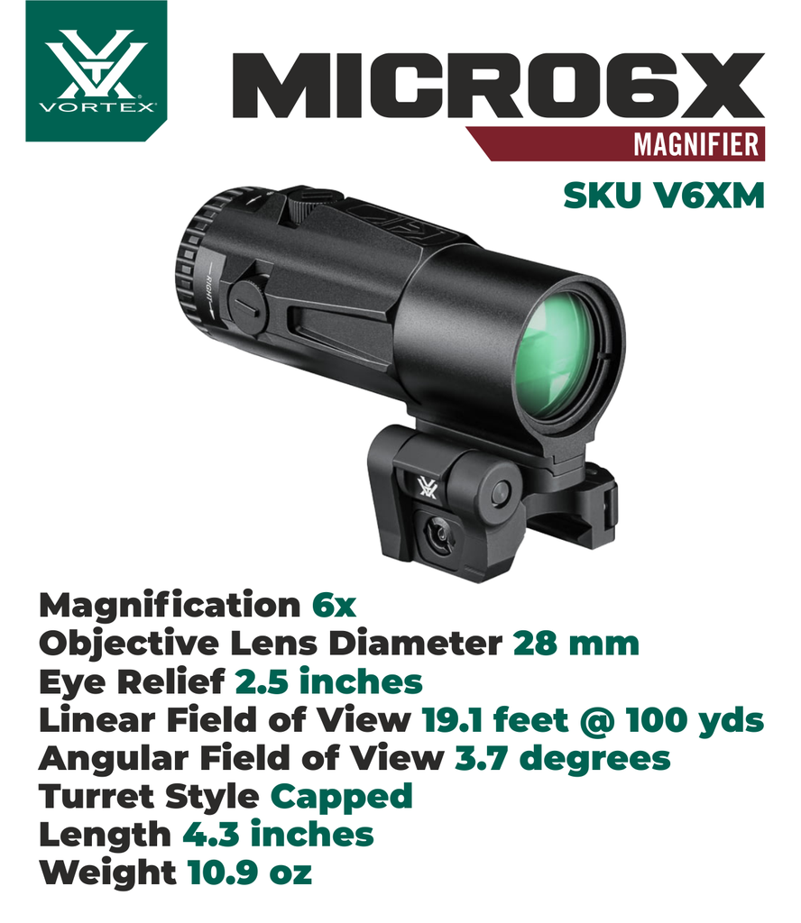 Vortex Optics Micro 6X Magnifier with Quick-Release Flip Mount V6XM ...