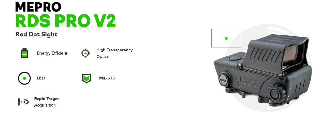 Meprolight Mepro RDS PRO V2 Red Dot Sight, 2 MOA Green Dot Reticle ...