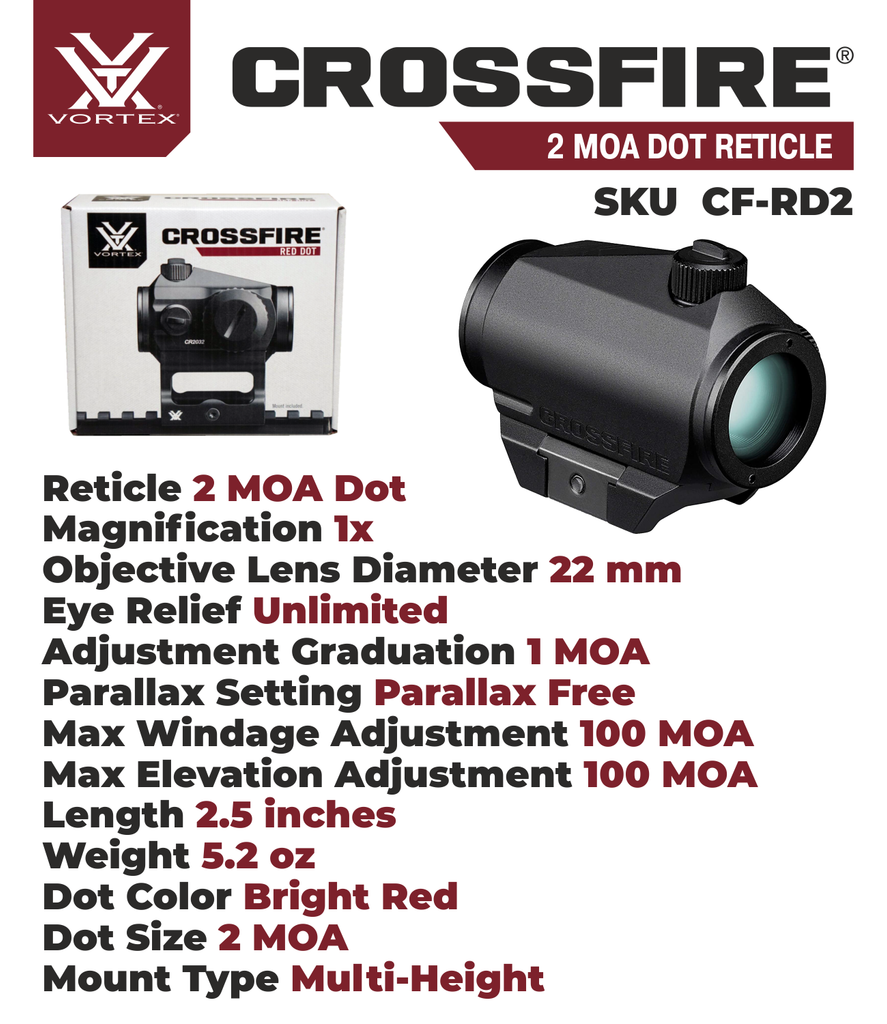 Vortex Optics Crossfire Red Dot Sight (CF-RD2) with Included Bundle ...
