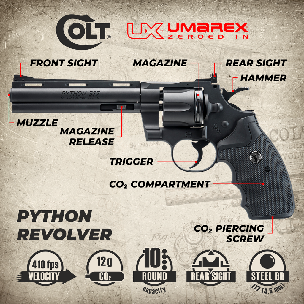 Colt Python Revolver .177 Caliber BB Gun Air Pistol with Wearable4U Bu ...
