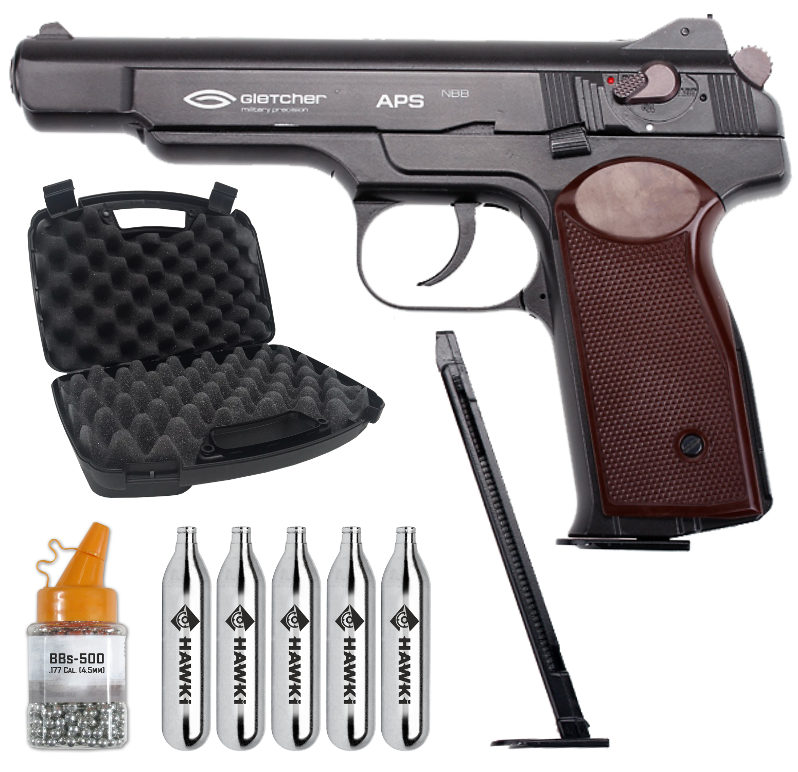 Gletcher APS NBB (Stechkin) .177 Cal CO2 Metal Body Double-action BB A ...