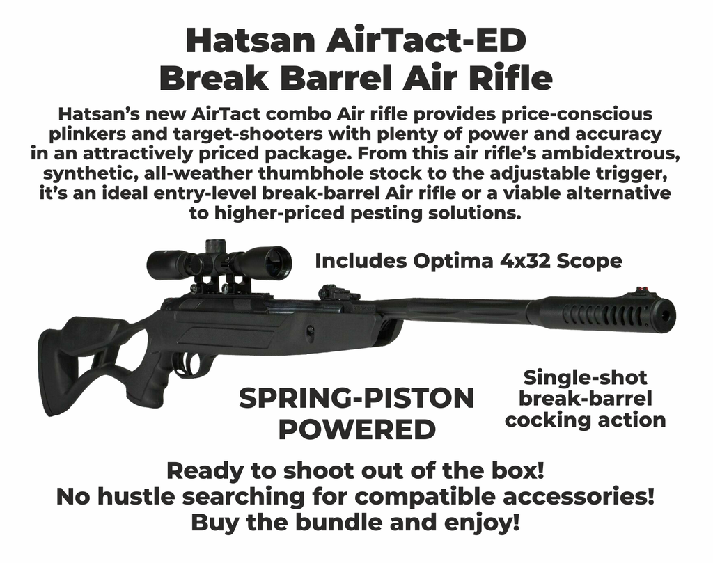 Hatsan AirTact ED Combo Air Rifle with 100x Paper Targets and Lead Pel ...